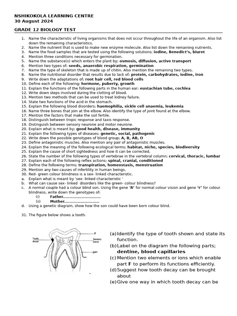 Biology 30 August | PDF