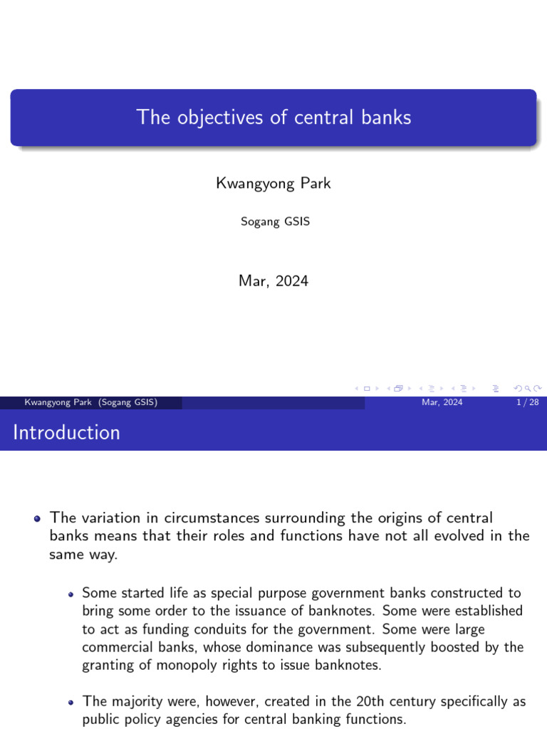 (Central Banking) Chapter 1 | PDF