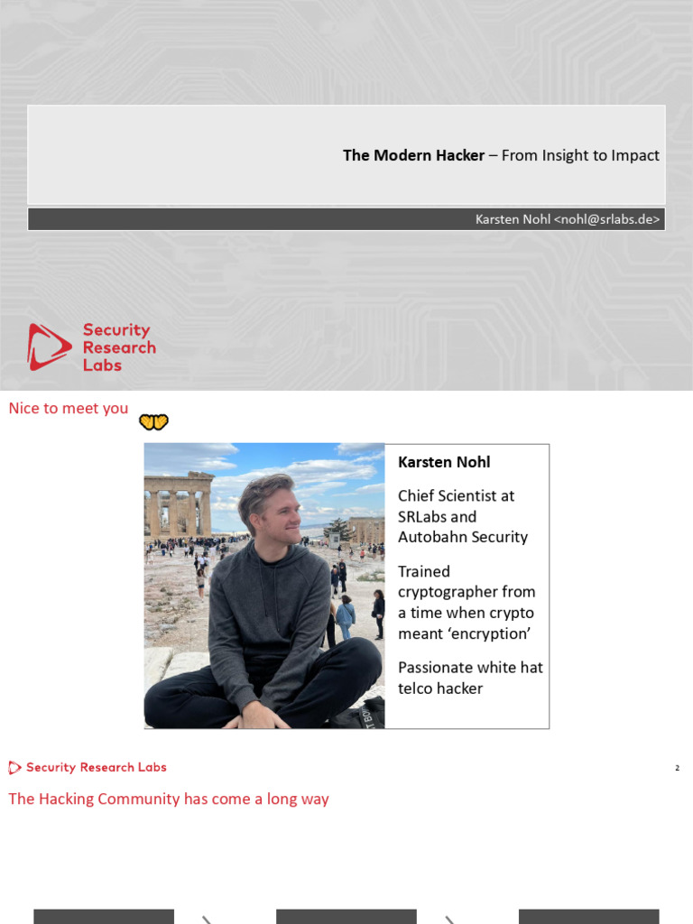 CLOSING KEYNOTE - The Modern Hacker - From Insight To Impact - Karsten Nohl | PDF