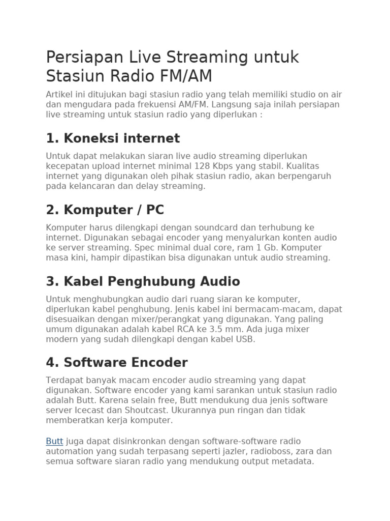 Streaming Radio FM Dengan 1 Komputer | PDF