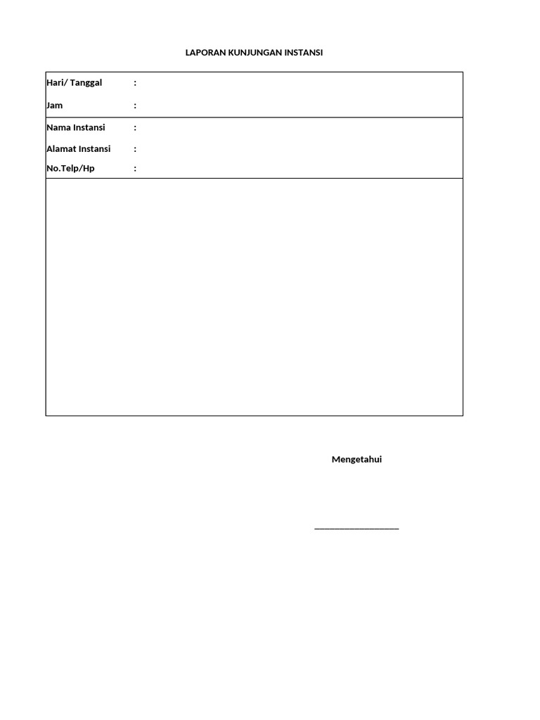 Form Laporan Kunjungan | PDF