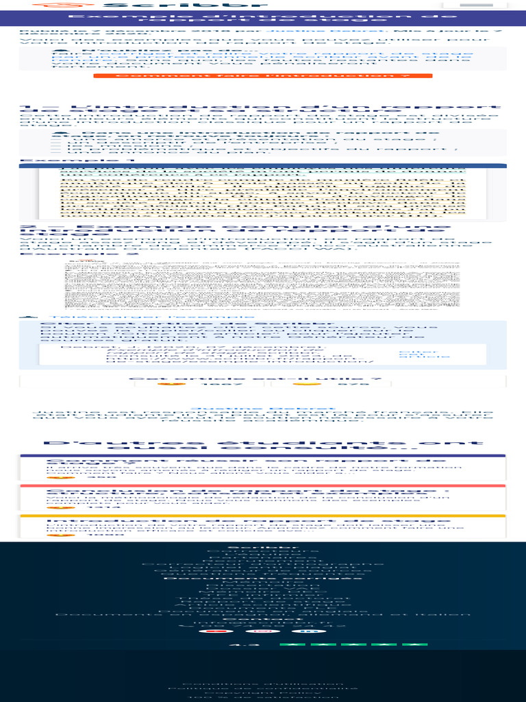 Exemple D'introduction de Rapport de Stage 2 | PDF