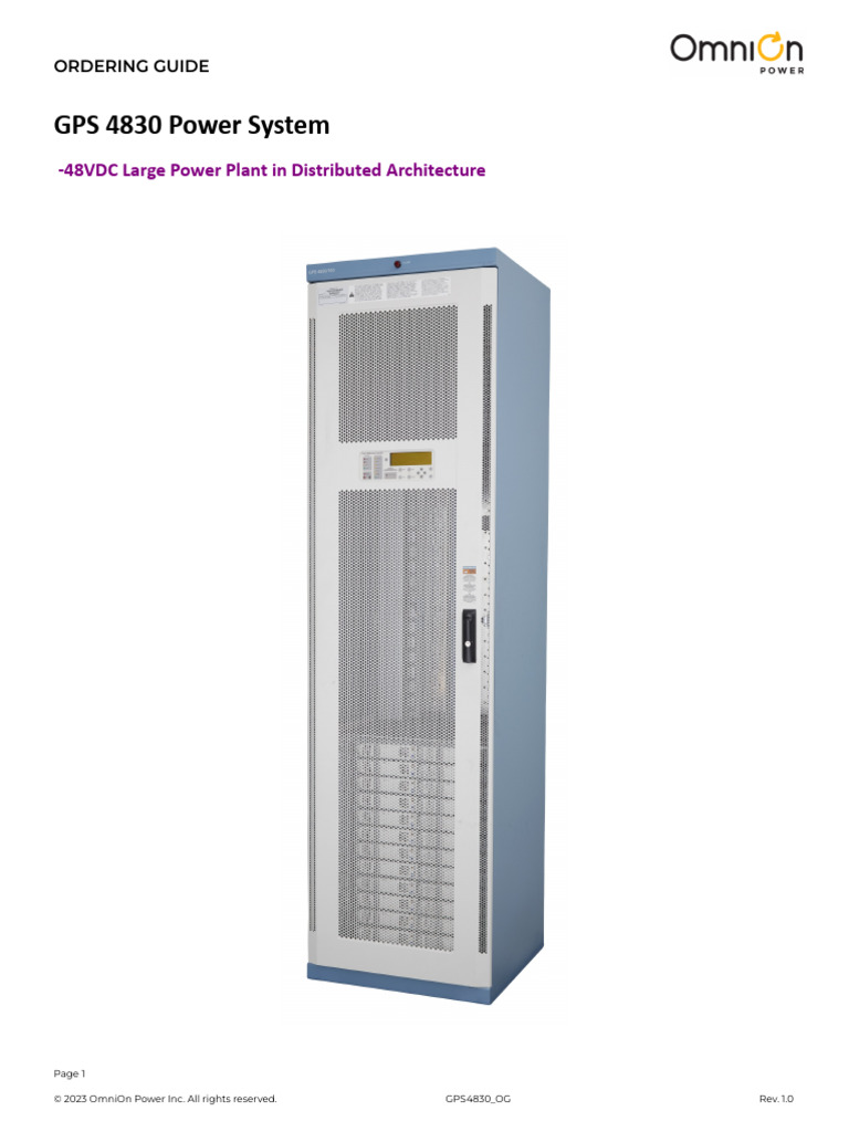 GPS 4830 Power System: 48VDC Large Power Plant in Distributed ...