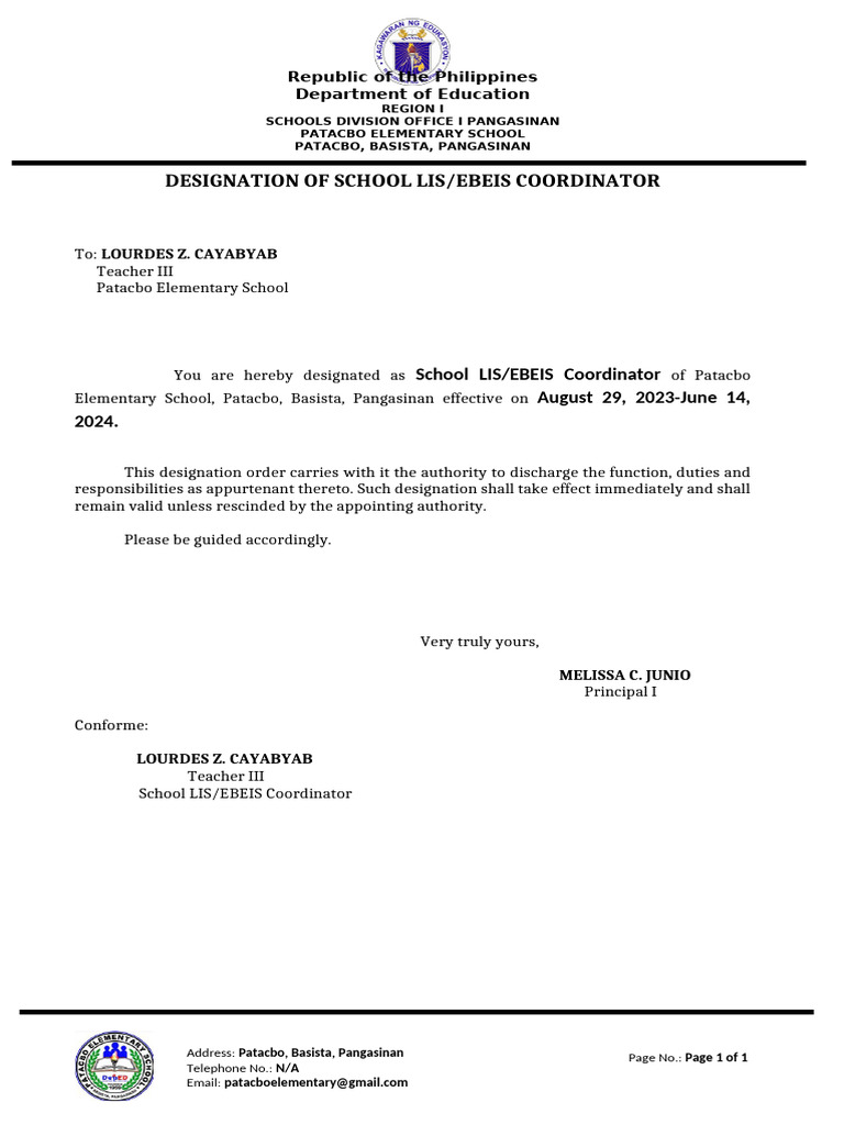 Designation Order-2023-2024 | PDF