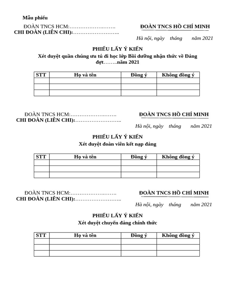Mau Phieu Bau Xet Phat Trien Dang | PDF