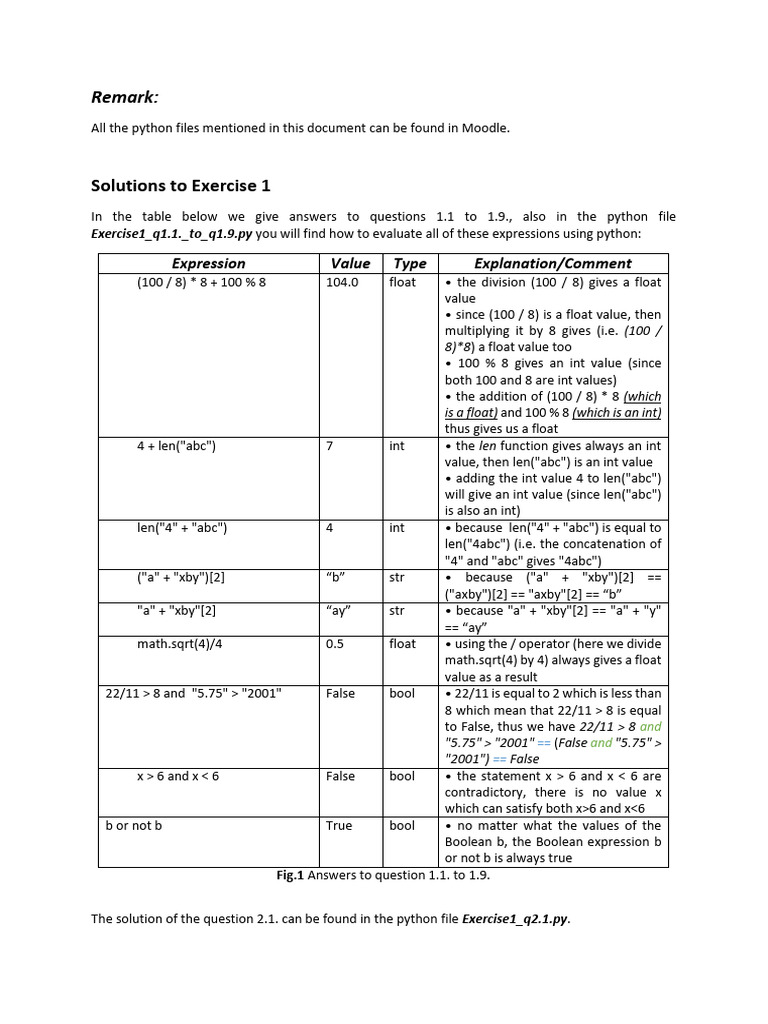 Exercise 1 - Solutions | PDF