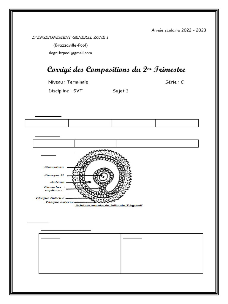 Corrigé Compo Trim 2 SVT TC (2022-2023) | PDF