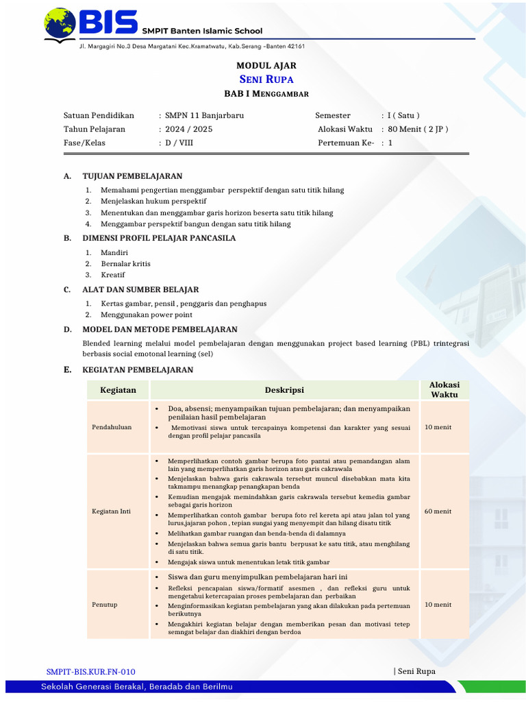 Modul Ajar Seni Rupa Kelas Viii | PDF