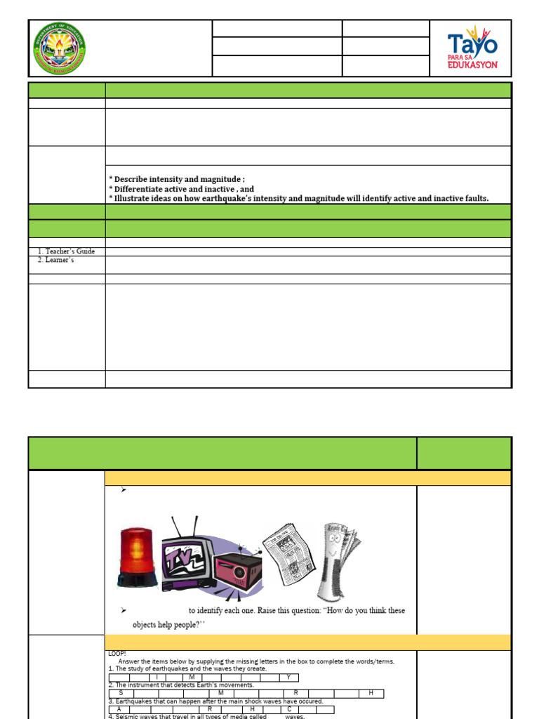 Grade 8 Science: Earthquake Intensity | PDF | Earthquakes | Learning