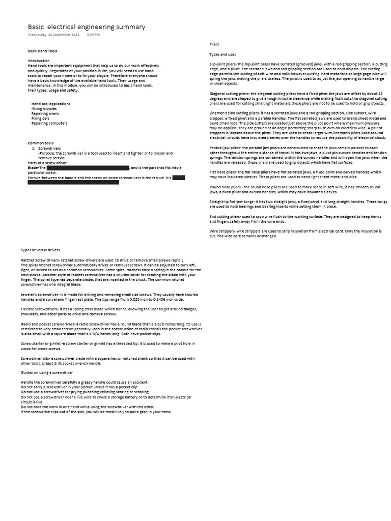 Basic Electrical Engineering Summary | PDF