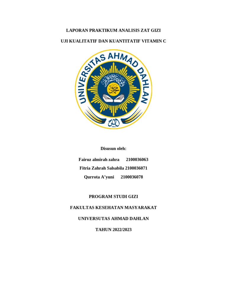 B1-Laporan Praktikum Azg Analisis Vitamin C - Kelompok 4 | PDF