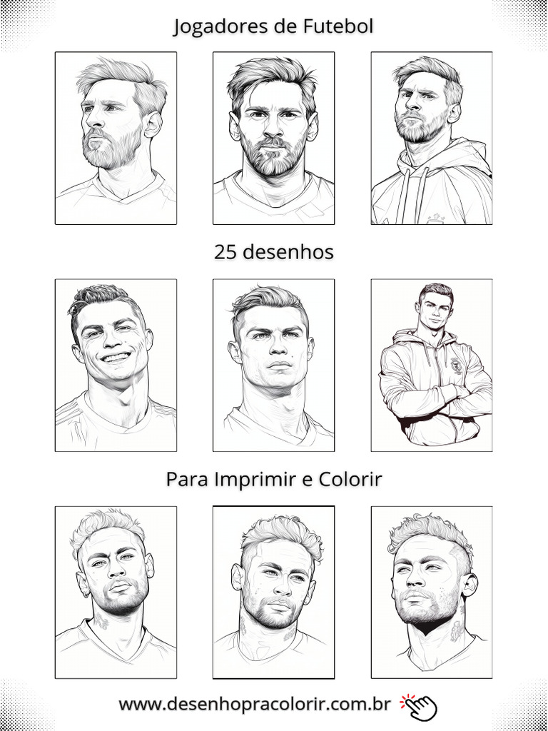 Desenhos Para Colorir e Imprimir Jogadores de Futebol | PDF