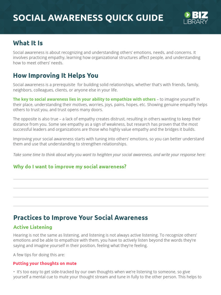 Social Awareness Quick Guide | PDF