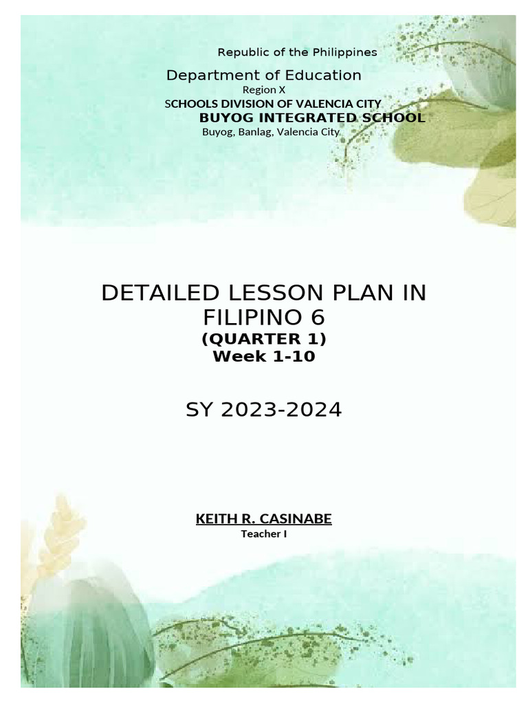 Cover Page Lesson Plan | PDF
