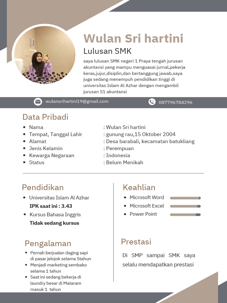 CV Wulan Sri Hartini | PDF