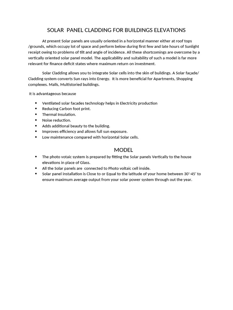 Solar Panel Cladding For Buildings Elevations | PDF