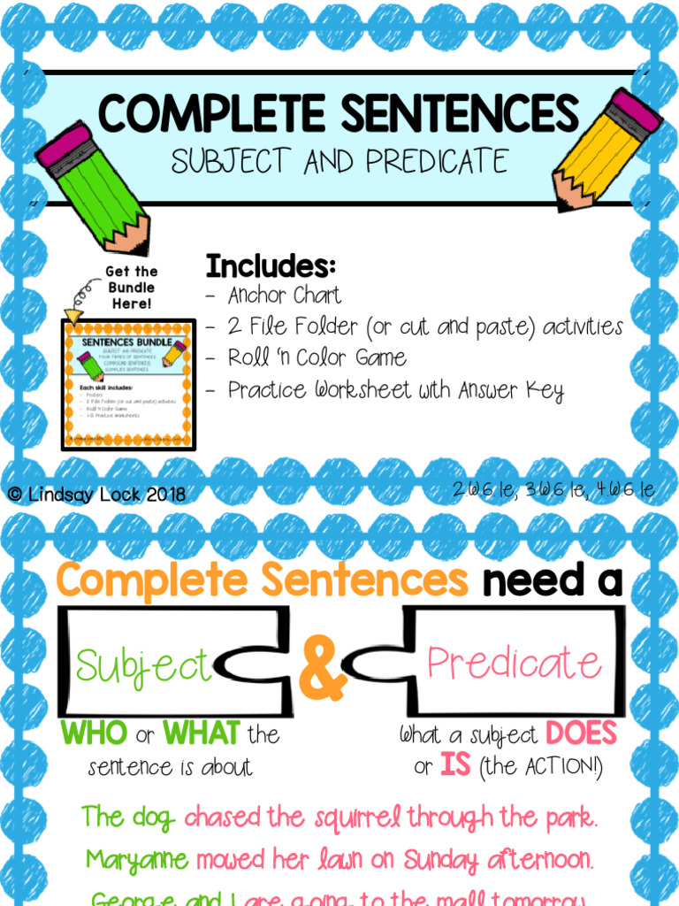 Complete Sentences: Subject and Predicate | PDF