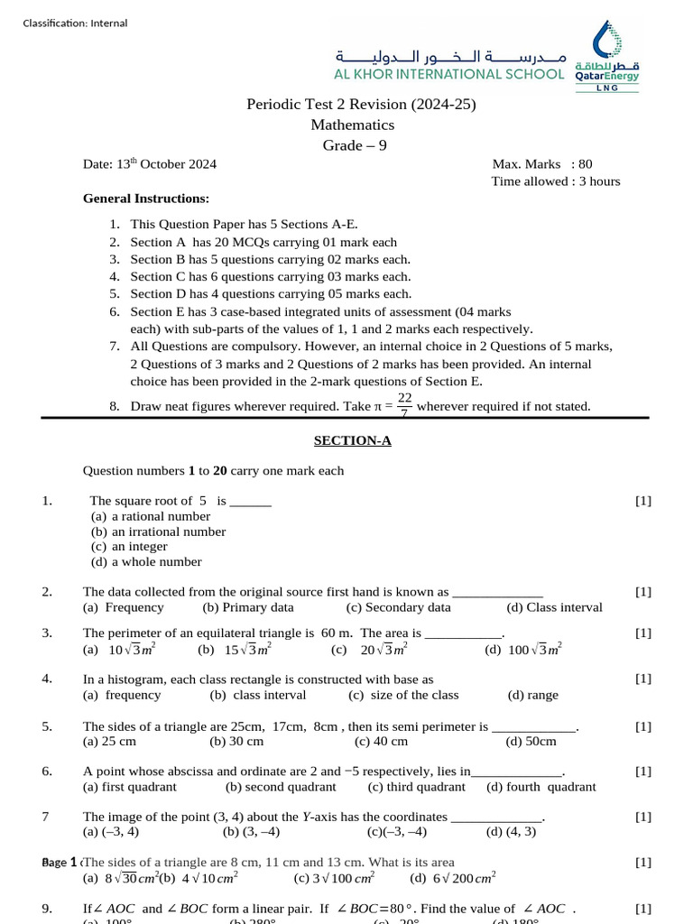 Grade 9 Revision paper | PDF