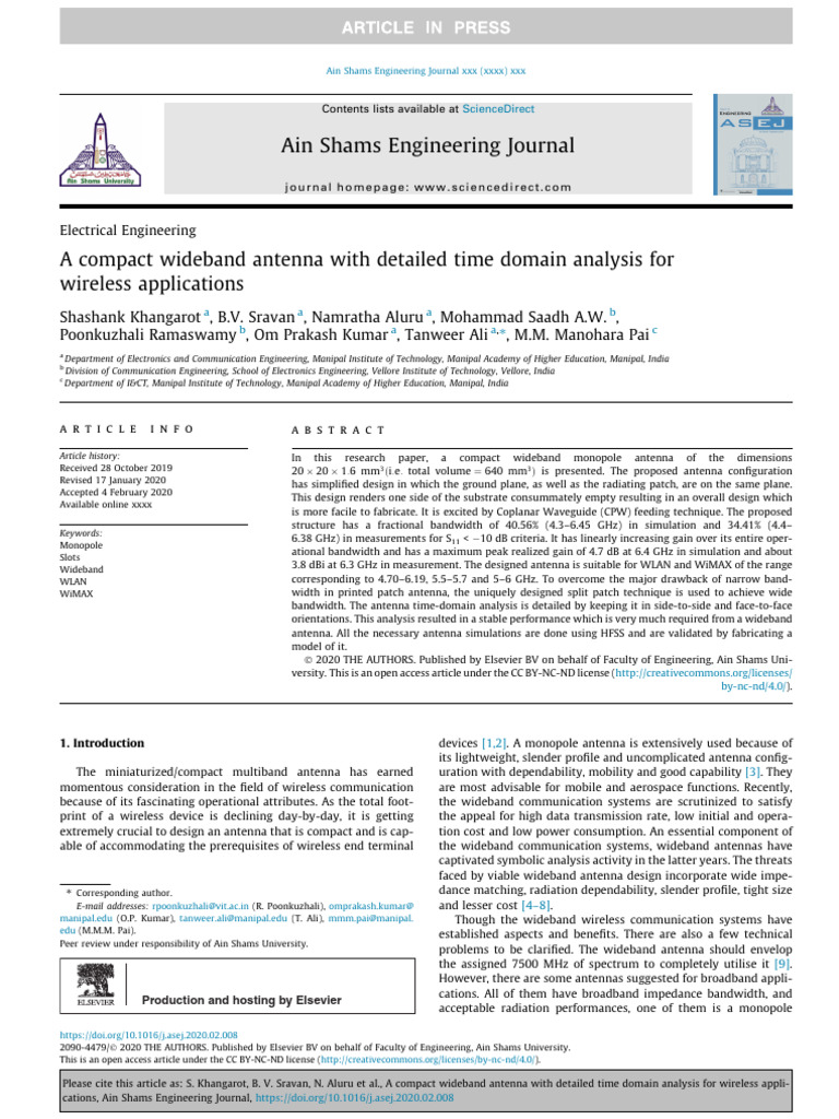 A Compact Wideband Antenna With Detailed Time Doma | PDF