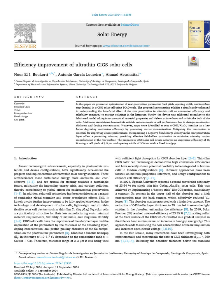 Efficiency Improvement of Ultrathin CIGS Solar Cells - 2024 - Solar ...