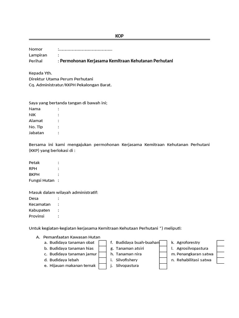 Blangko Surat Permohonan KKP | PDF