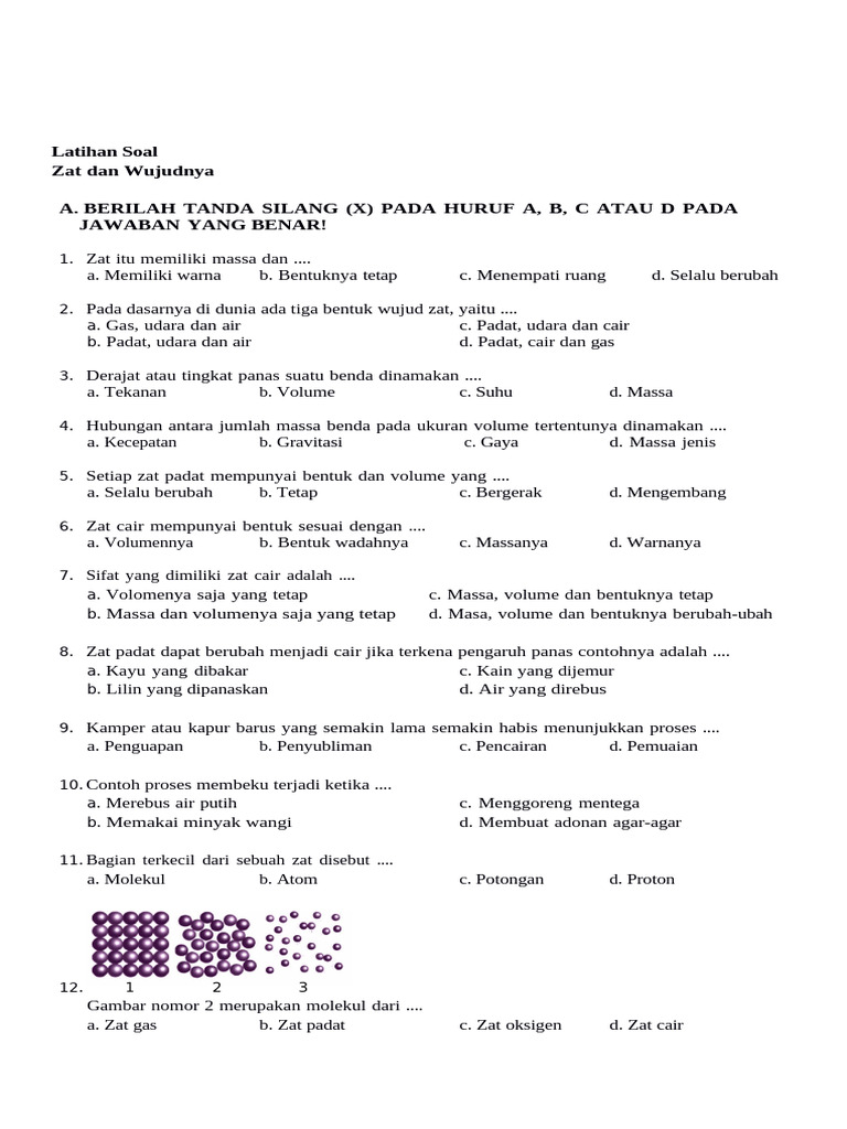 Latihan Soal Zat Dan Perubahannya (Kelas 7) | PDF