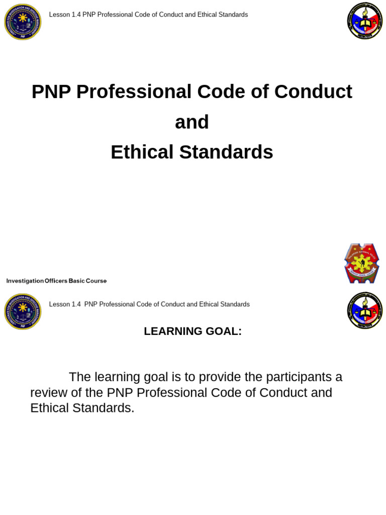PNP Professional Code of Conduct and Ethical Standards | PDF | Morality ...