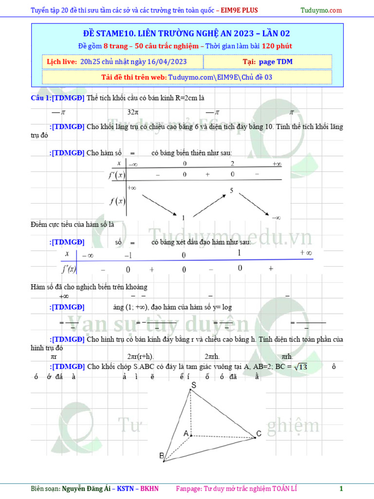Lien Truong Nghe An 2023 Lan 02 PDF | PDF