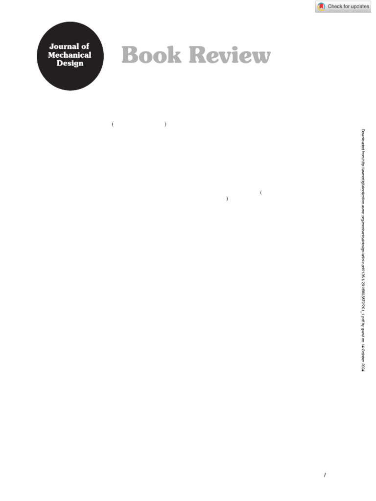 Book Review: Journal of Mechanical Design | PDF