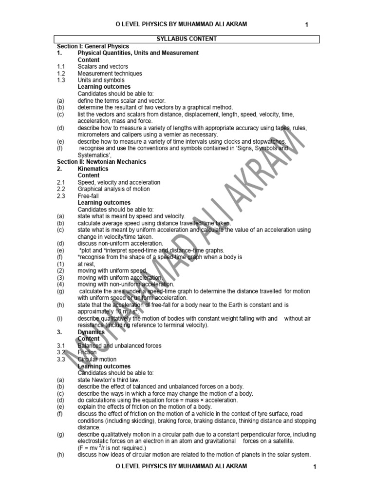 TOPIC 1 Physical Quantities, Units and Measurements. O Level Physics ...