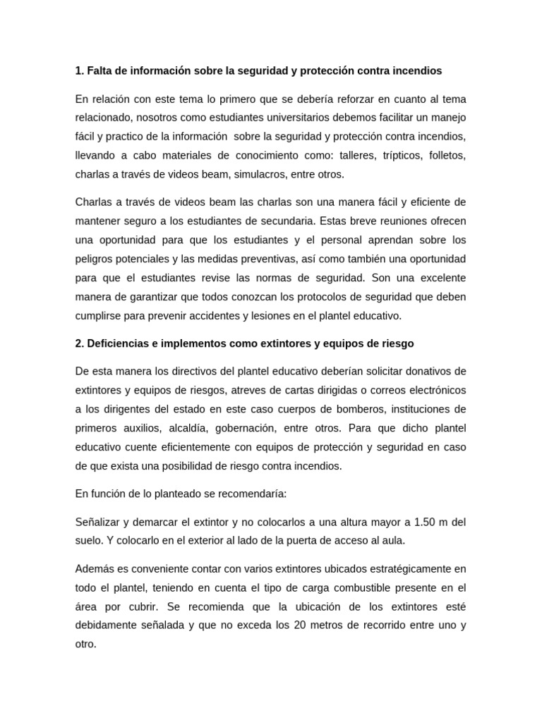 Falta de Informacion Sobre La Seguridad y Proteccion Contra Incendios | PDF