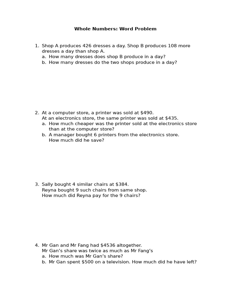 Whole Numbers | PDF