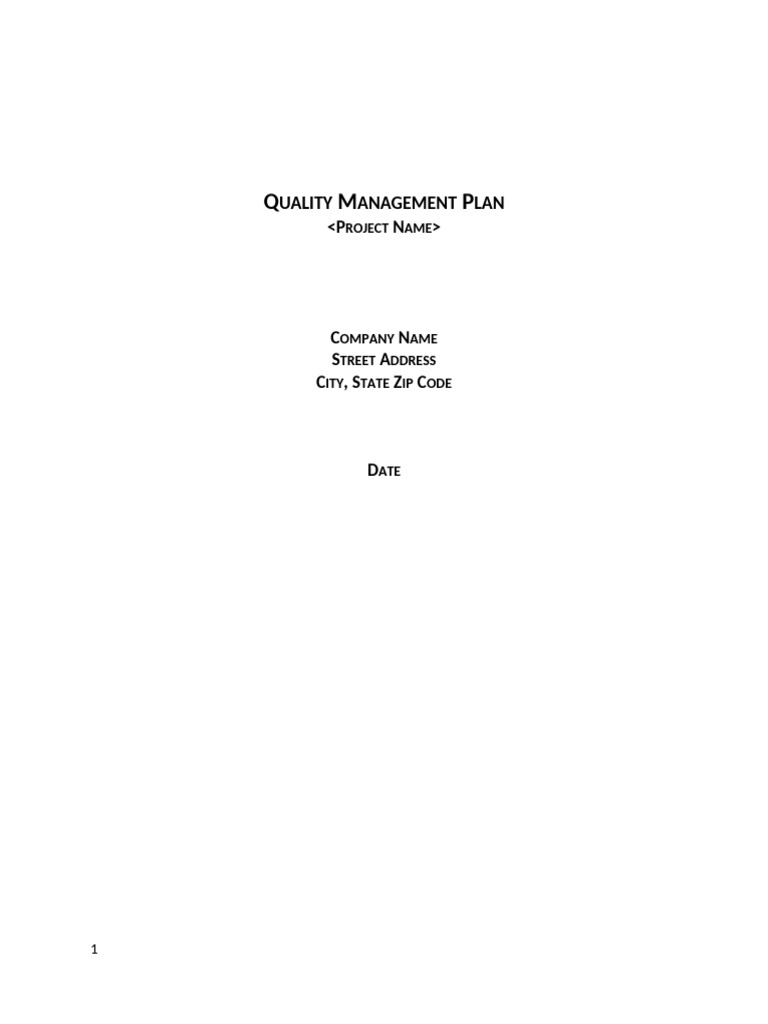 Quality Management Plan | PDF