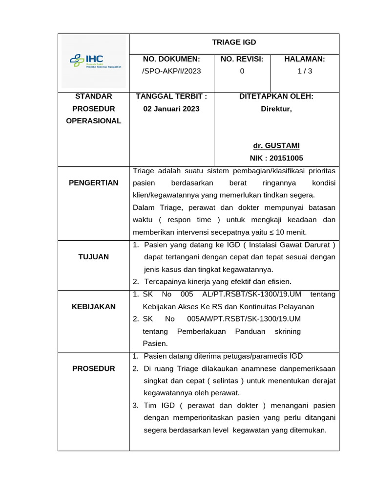 SPO TRIAGE IGD | PDF