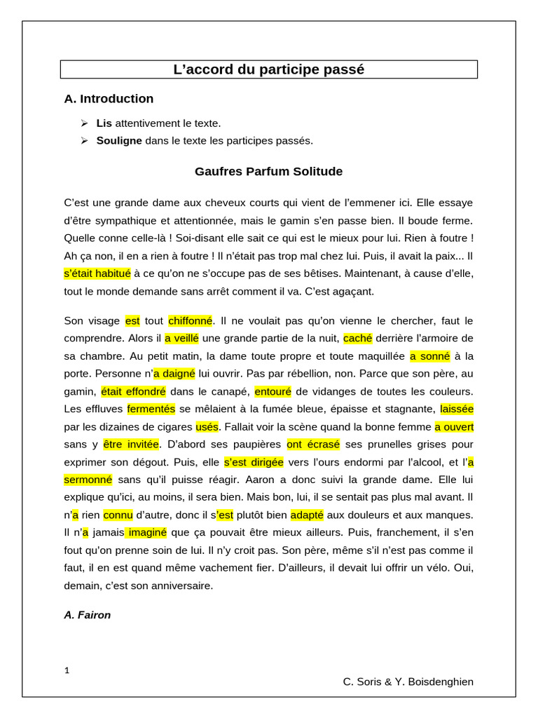 Accord Des Participes Passés - Feuilles Prof | PDF