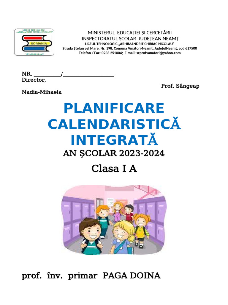 4 Planificare Calendaristica Clasa I | PDF