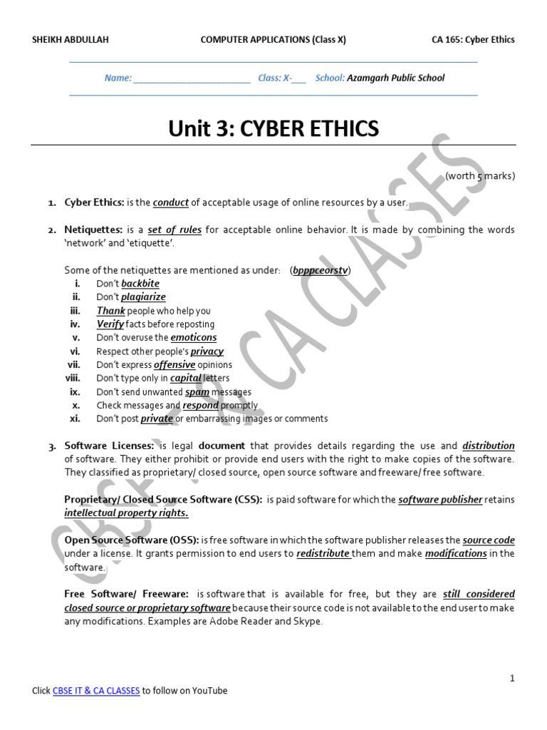 Cyber Ethics Notes 2 | PDF