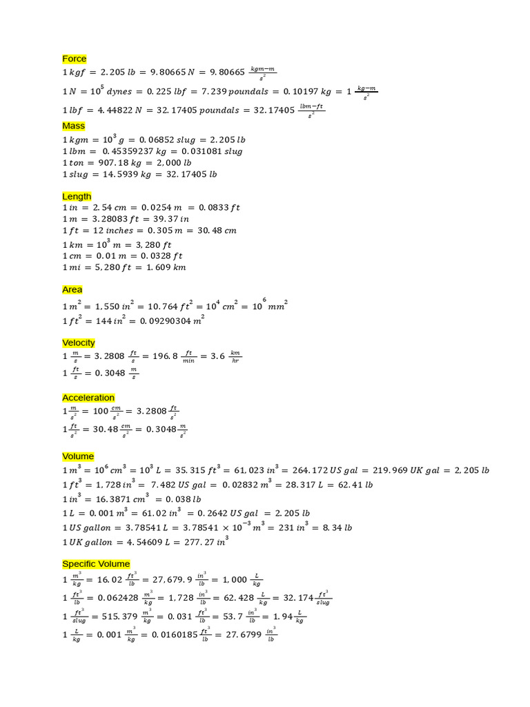 Conversion Factors | PDF
