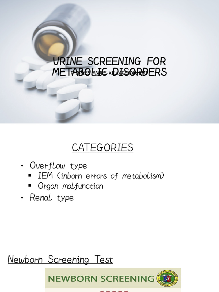 Urine Screening For Metabolic Disorders | PDF