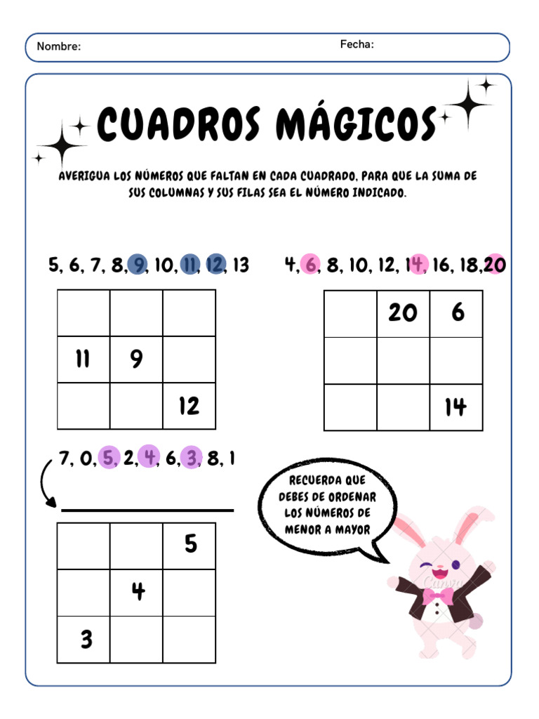 Actividad de cuadros mágicos | PDF