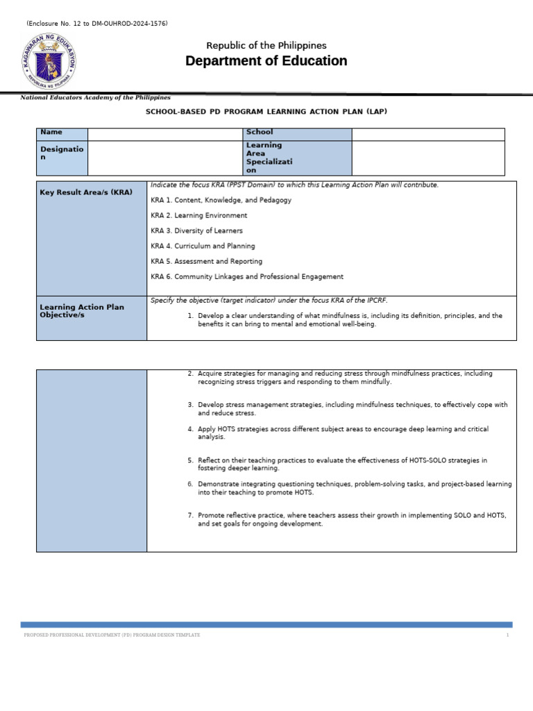 Learning Action Plan | PDF