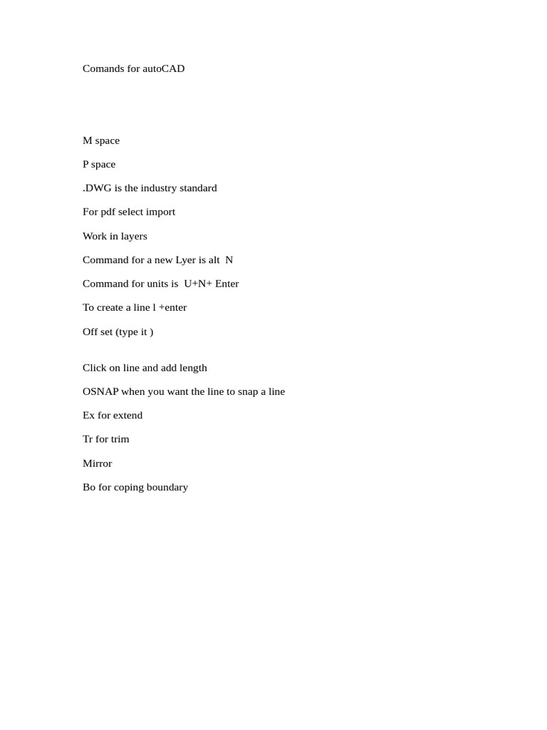 Comands For autoCAD | PDF