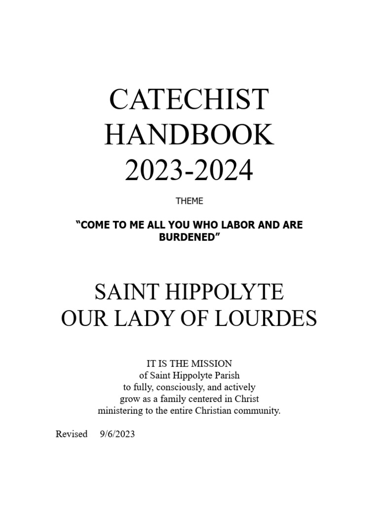 Catechist Handbook 2023-2024 For Website | PDF | Catechism | Harassment