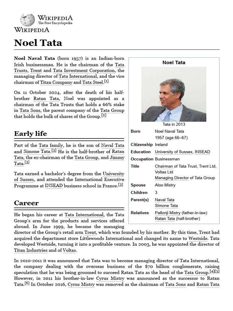 Noel Tata - Wikipedia | PDF