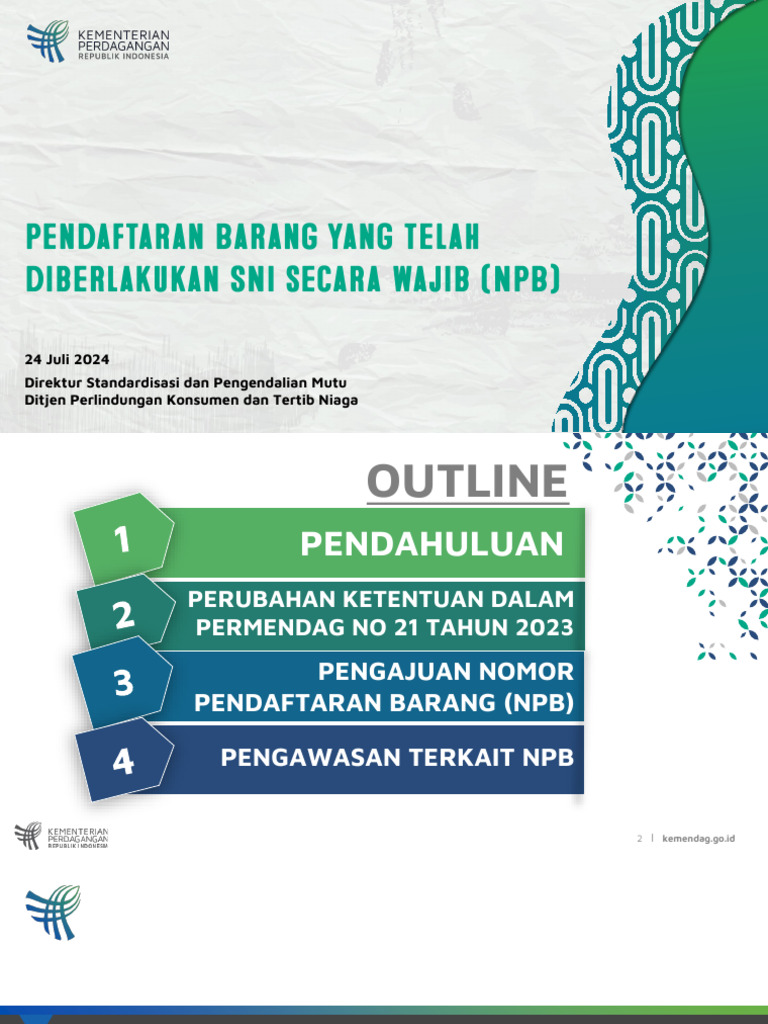 Presentasi NPB - Webinar Disperindag Jatim | PDF