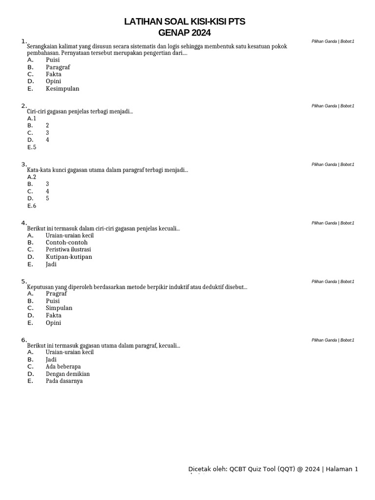 Latihan Soal PTS 12 Genap | PDF