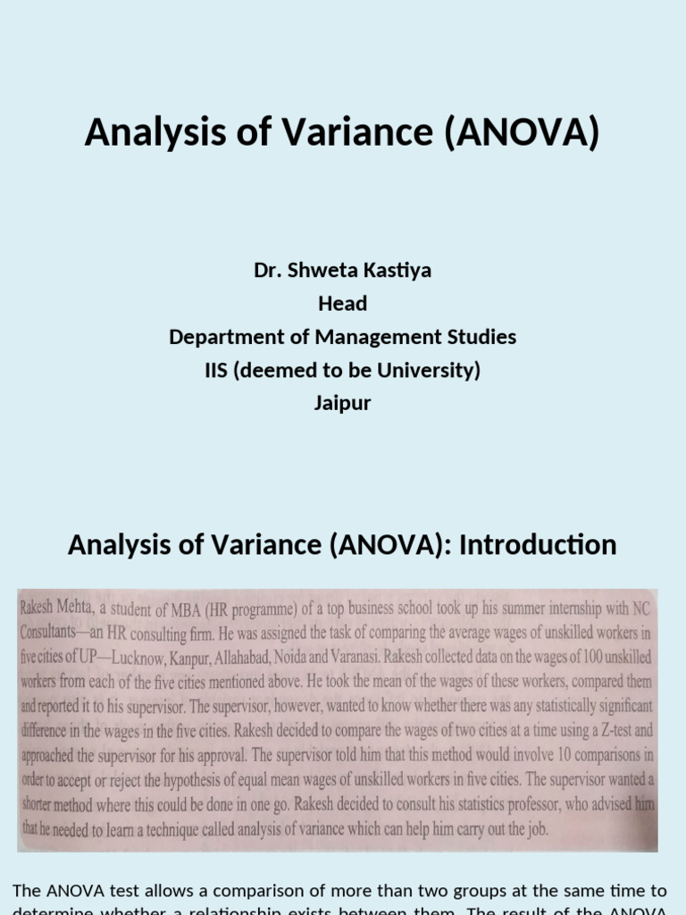 Analysis of Variance (ANOVA) 2 | PDF
