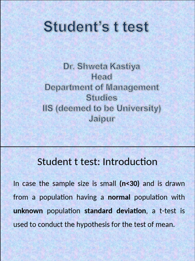 Student T Test | PDF