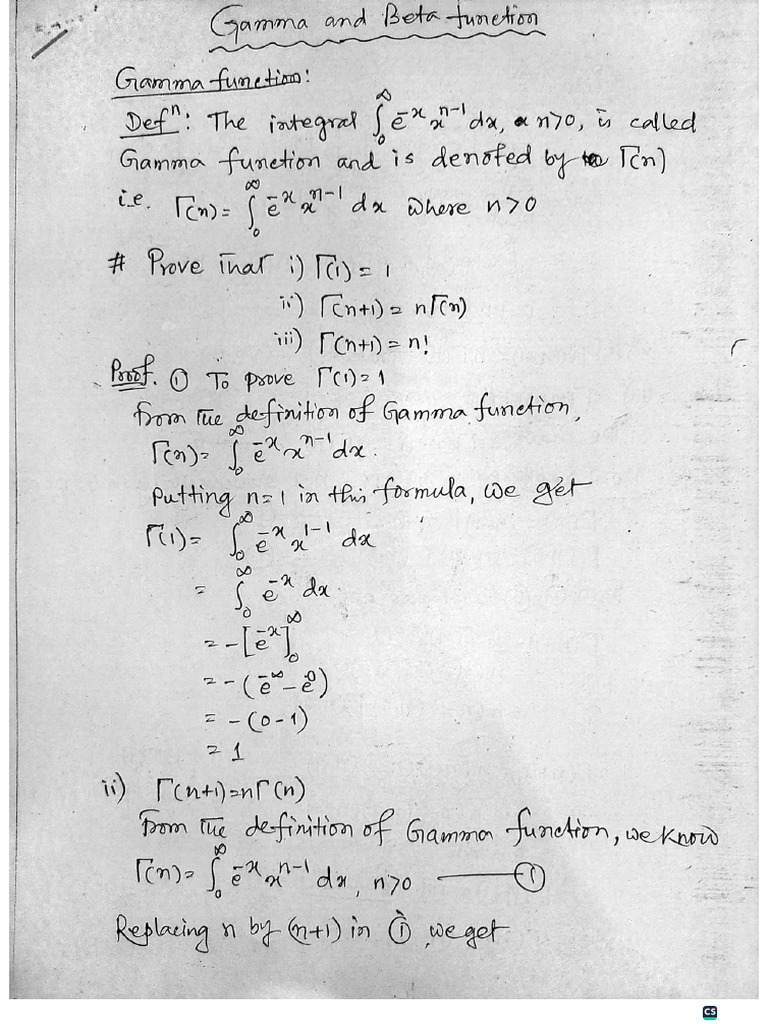 Gamma and Beta Function | PDF