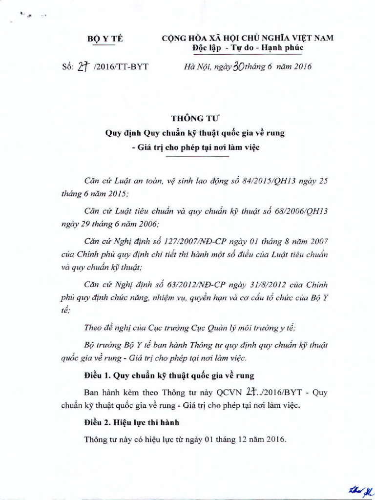 QCVN 27 2016BYT Quy chuẩn kỹ thuật quốc gia về độ rung | PDF